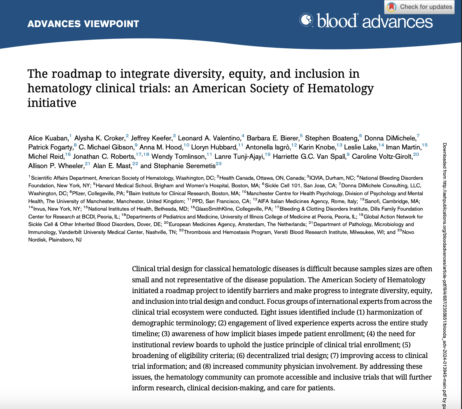 The roadmap to integrate diversity, equity, and inclusion in hematology clinical trials: an ...